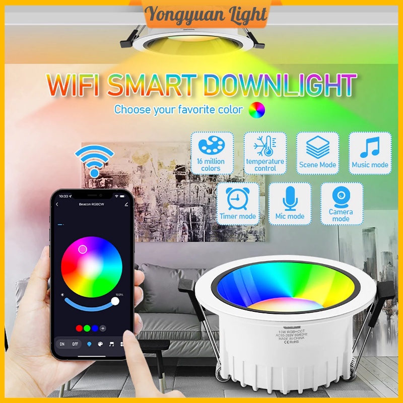 Smart RGB LED Spot Light Smartphone Control 10W 15W Conectado À Gateway ...