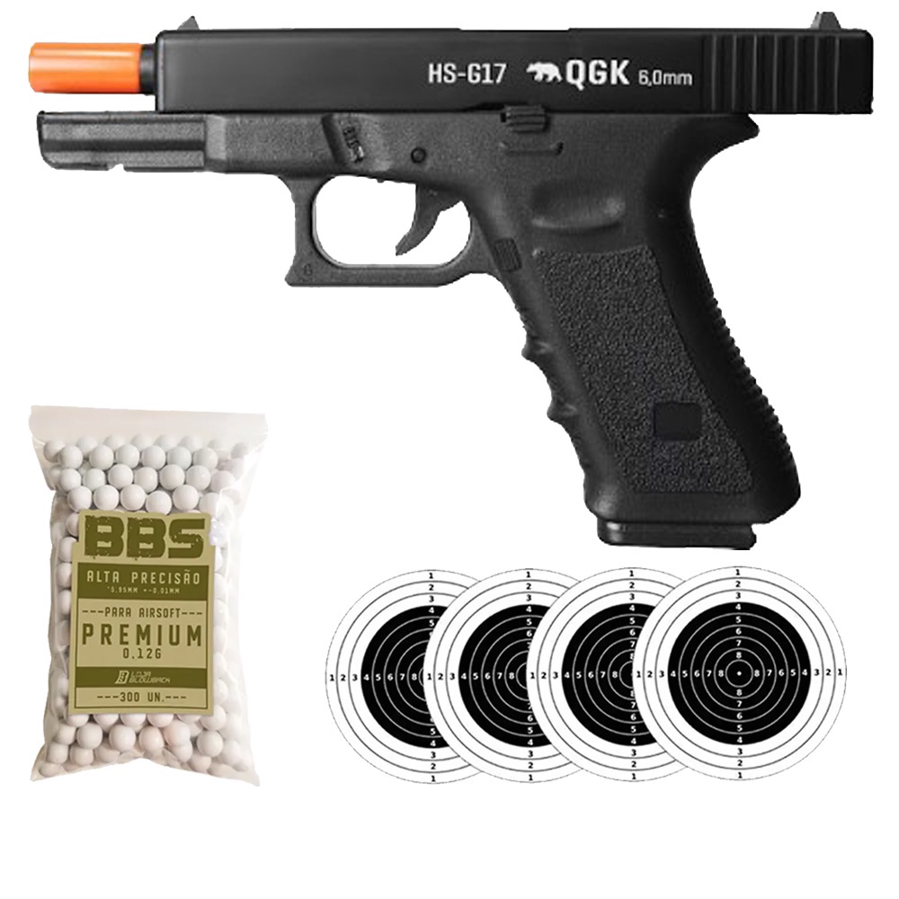 Pistola Airsoft Glock 17 QGK HS G17 Spring Calibre 6mm + 5000un BB´s 0 ...