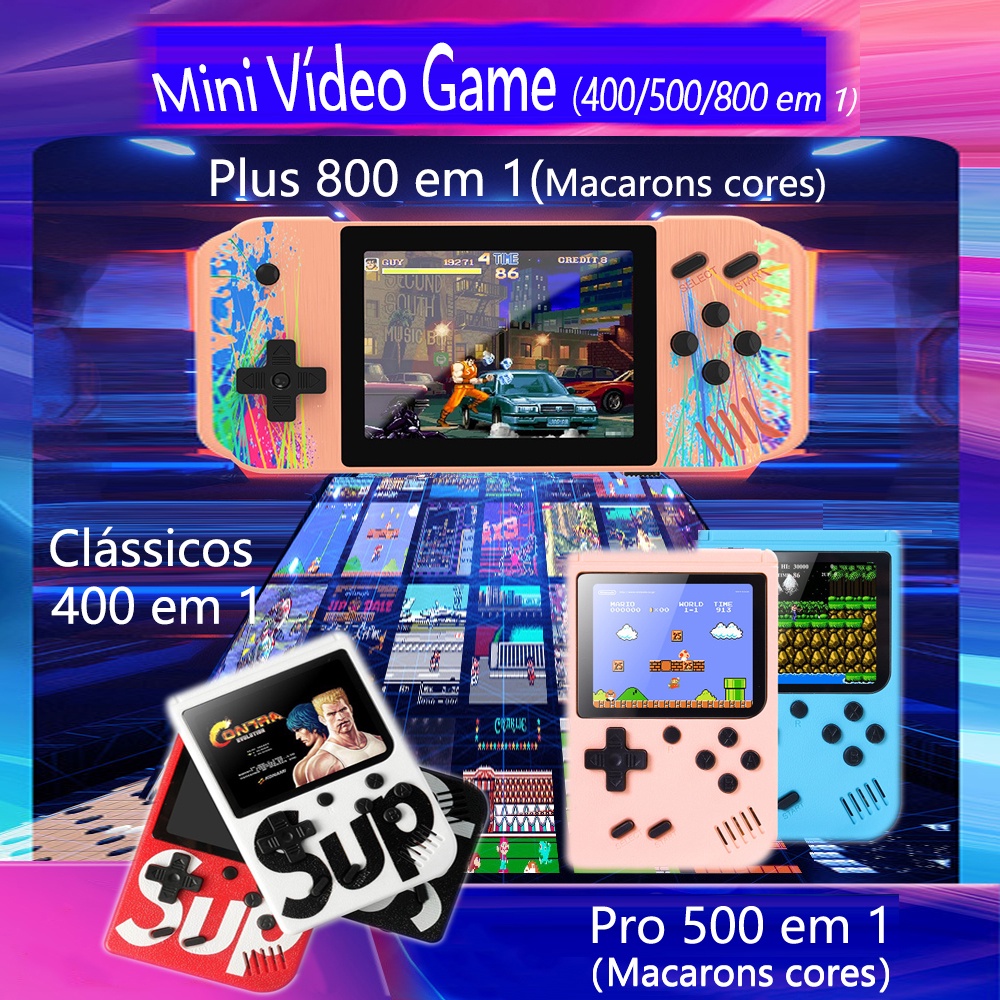 Mini Vídeo Game SUP Portátil 400/500/800 em 1 Jogos Retrô Clássicos ...