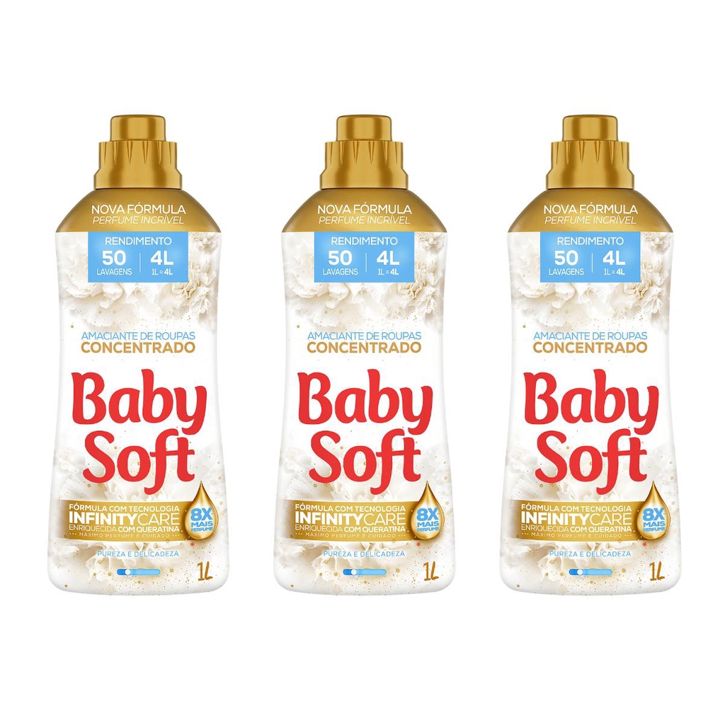 kit 3 Amaciantes Concentrado Baby Soft Pureza e Delicadeza 1L | Shopee ...