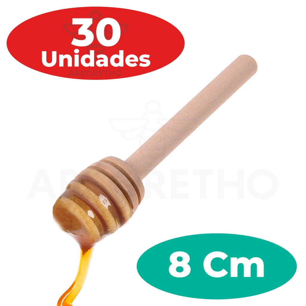 30 Colheres p Mel de Madeira Dipper 8 cm Pega Mel Apicultura | Shopee ...