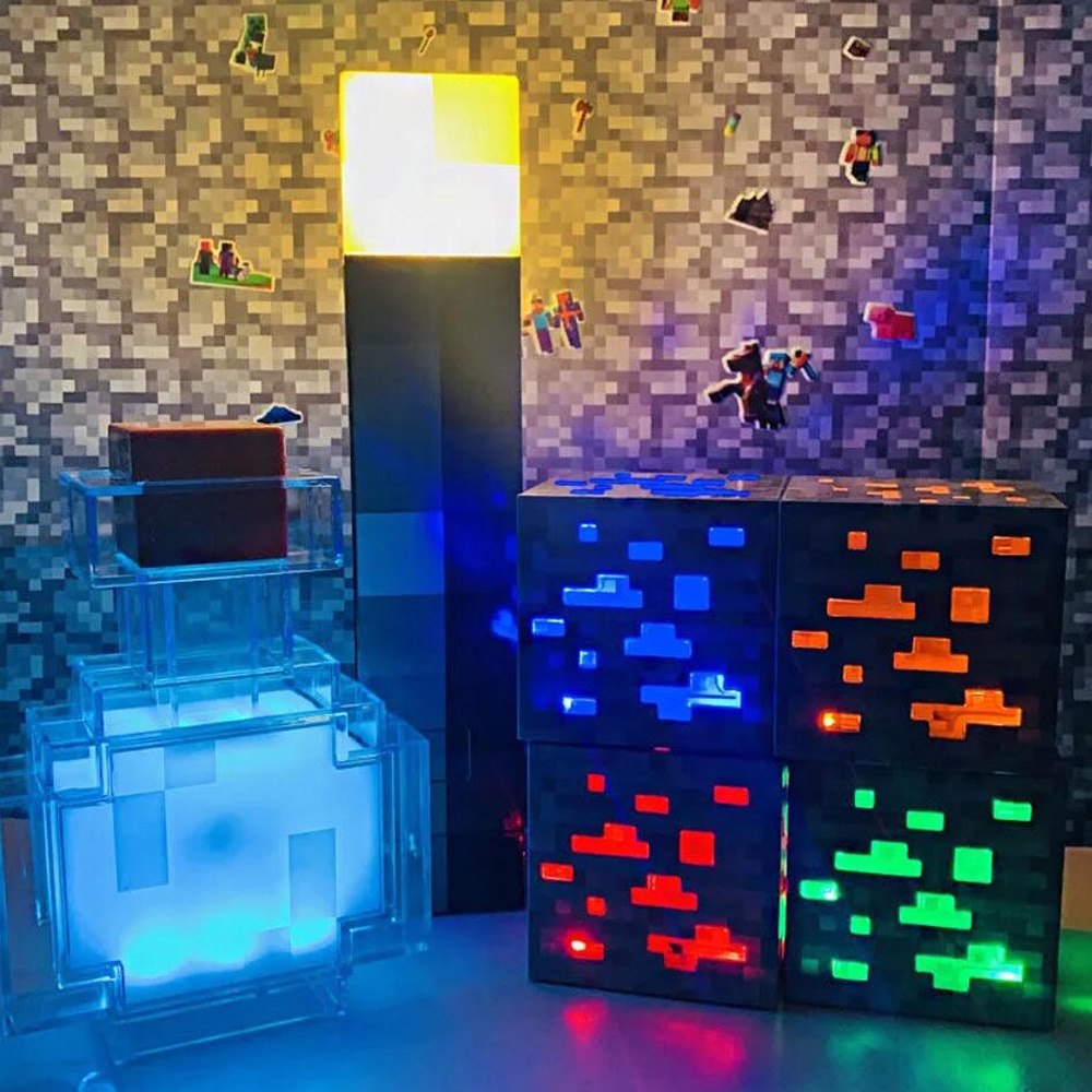 Minecraft Brownstone Tocha LED Lâmpada Jogo De Criatividade ...