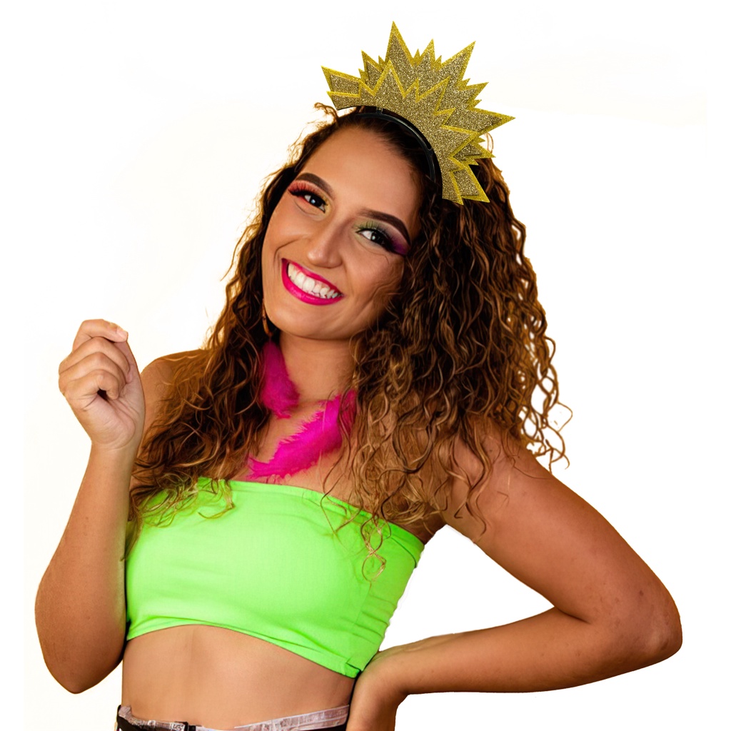 Tiara Carnaval SOL EVA Glitter Dourado 19 cm Vivarte - Inspire sua ...