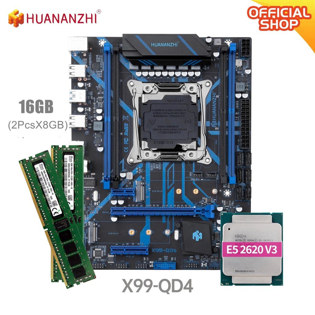Huananzhi x99 qd4 x99 Placa-Mãe Com kit Combinado xeon e5 2620 v3 16gb (2 * 8g) ddr4 recc ...