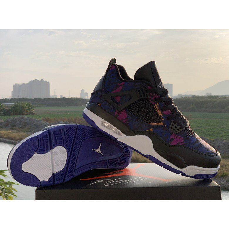 Tênis Masculino Nike Air Jordan 4 Rush Violeta Retrô AJ4 Camuflagem De ...
