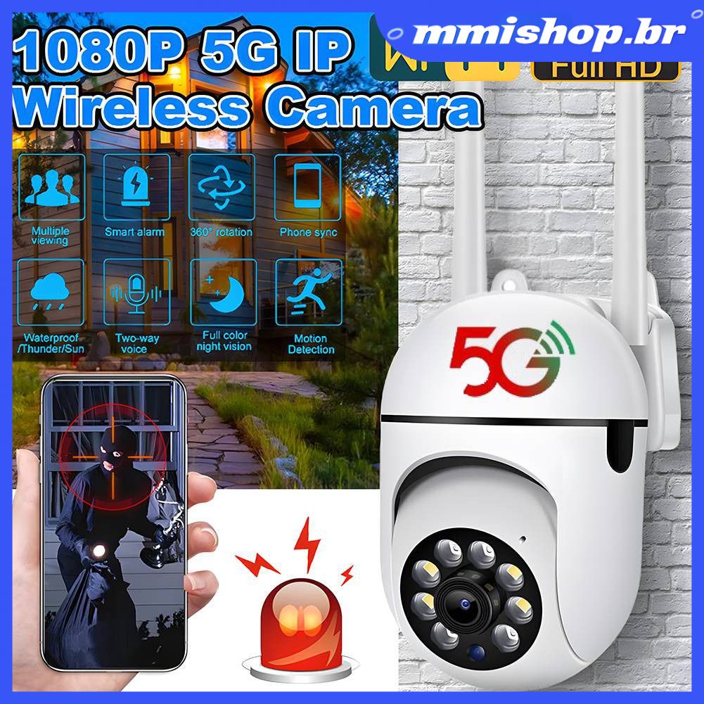 3MP 2.4G + 5G WiFi Câmera IP Exterior CCTV Vídeo Vigilância Segurança ...
