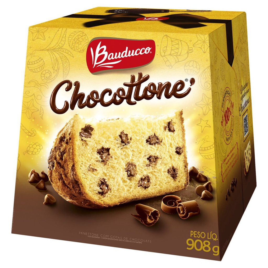 Chocottone Bauducco 908g Panettone com gotas de chocolate 908 g ...