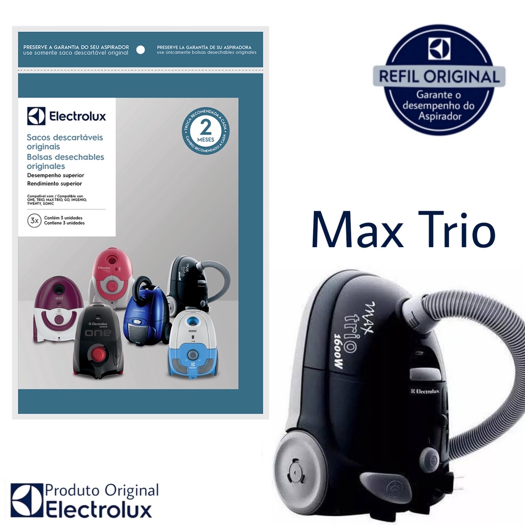 Kit 3 Sacos Aspirador de Pó Electrolux Original - Max Trio (SBEON ...