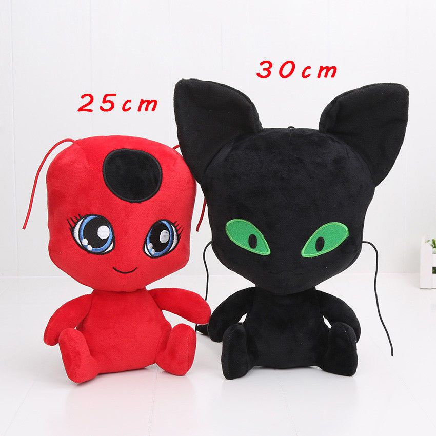 Kawaii Miraculous Ladybug Kwami Plagg Tikki Adrien Soft Plush Toy Doll ...