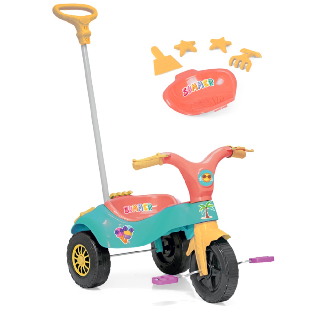 Triciclo Motoca Infantil com Empurrador Praia e Campo Summer - Xplast ...