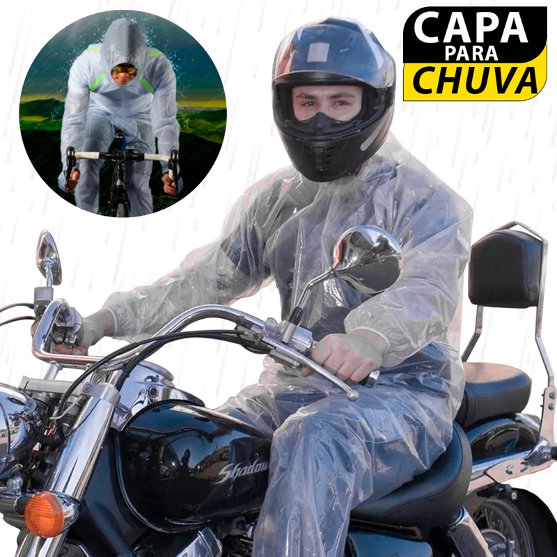 Capa Para Chuva Transparente Completa Com Bota Calça Capa Com Capuz ...