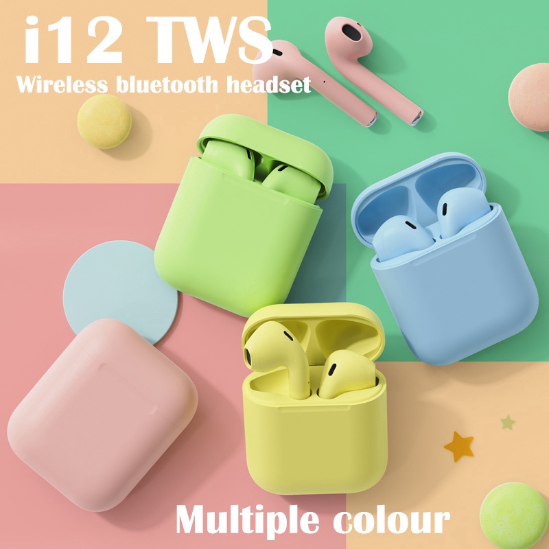 Fone De Ouvido Original TWS Air Pro I12 Macaron Bluetooth Touch Control ...