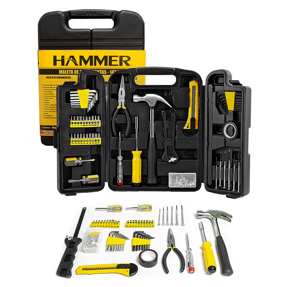 Jogo de ferramentas manuais 142 peças com maleta - GYKF142 - Hammer ...