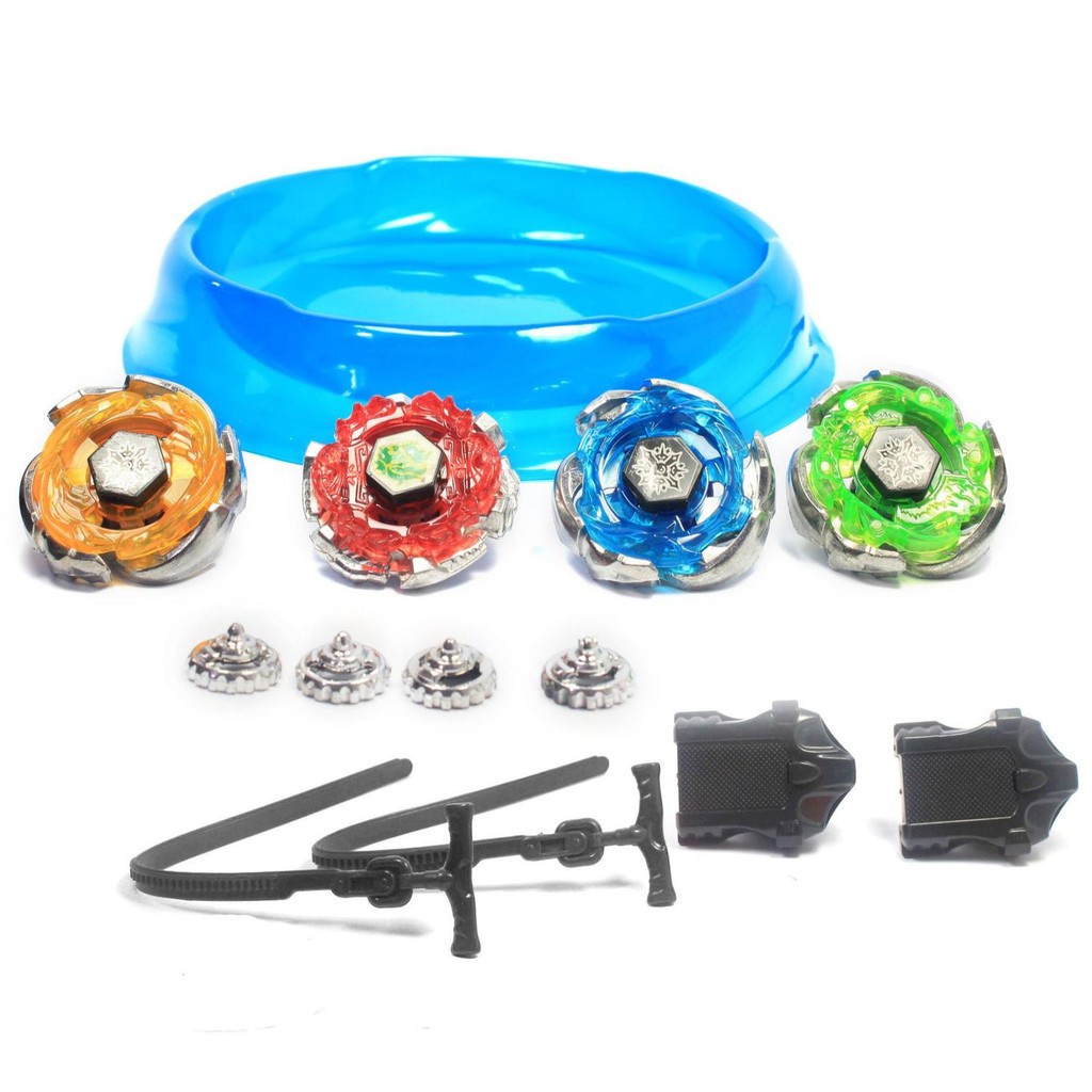 Kit com 4 Beyblade Metal Luz + 2 Lançadores + 4 Ponteiras + Arena ...