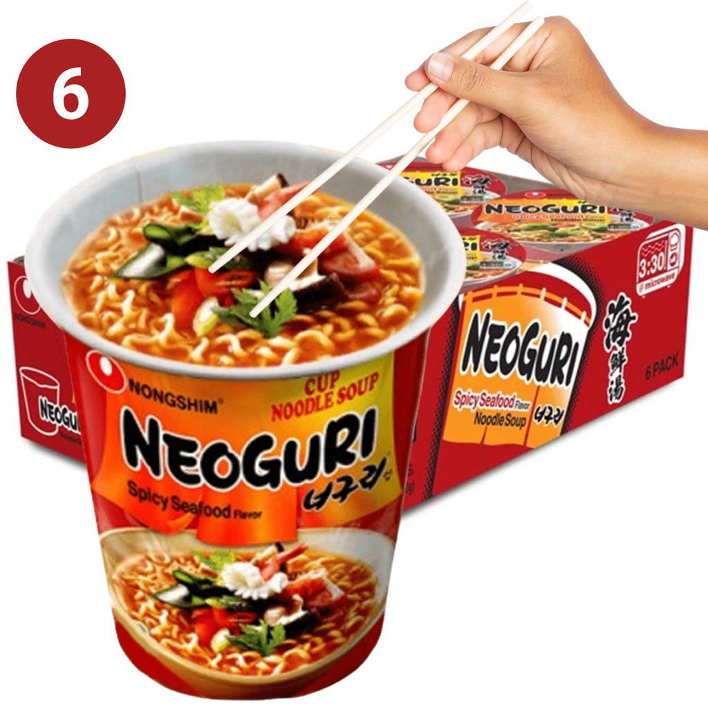Kit 6 Lamen Coreano Neoguri Copo 62g + 6 Hashi | Shopee Brasil