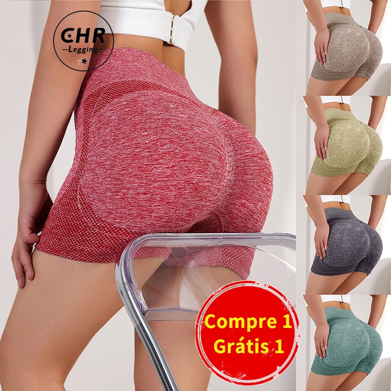 Chr Shorts Fitness Feminino Elástico De Cintura Alta Levanta Bumbum