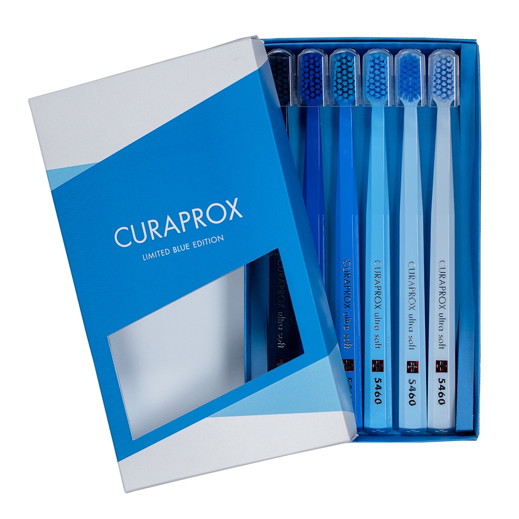 Kit Curaprox Blue Edition com 6 Escovas de Tonalidades Azul | Shopee Brasil