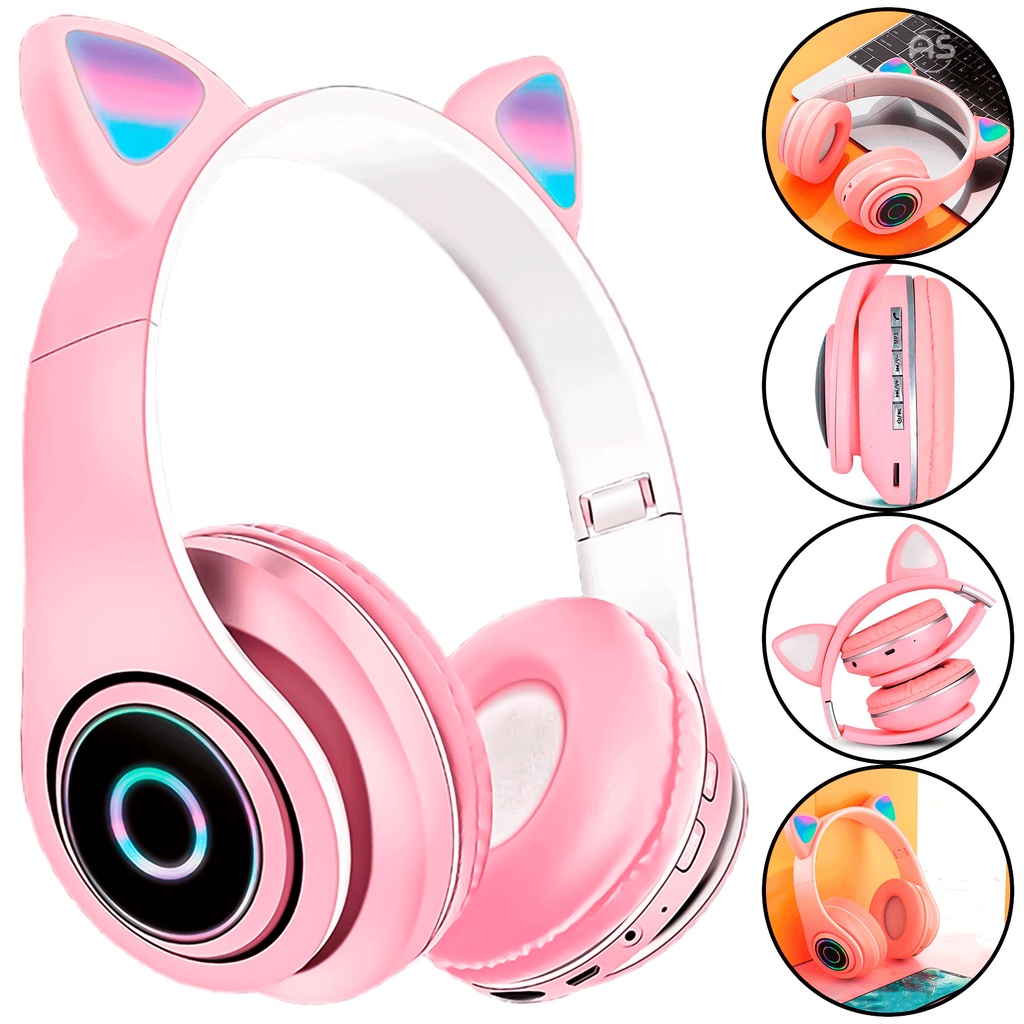 Headset Orelha De Gatinho Bluetooth 5.0 Gamer Led Infantil | Shopee Brasil