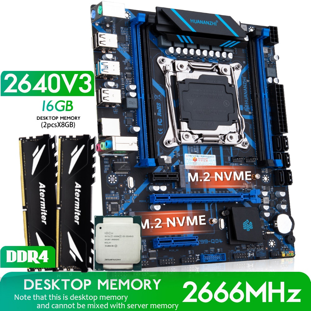 Huananzhi x99 qd4 x99 Placa-Mãe Com kit Combinado xeon e5 2640 v3 16gb ...
