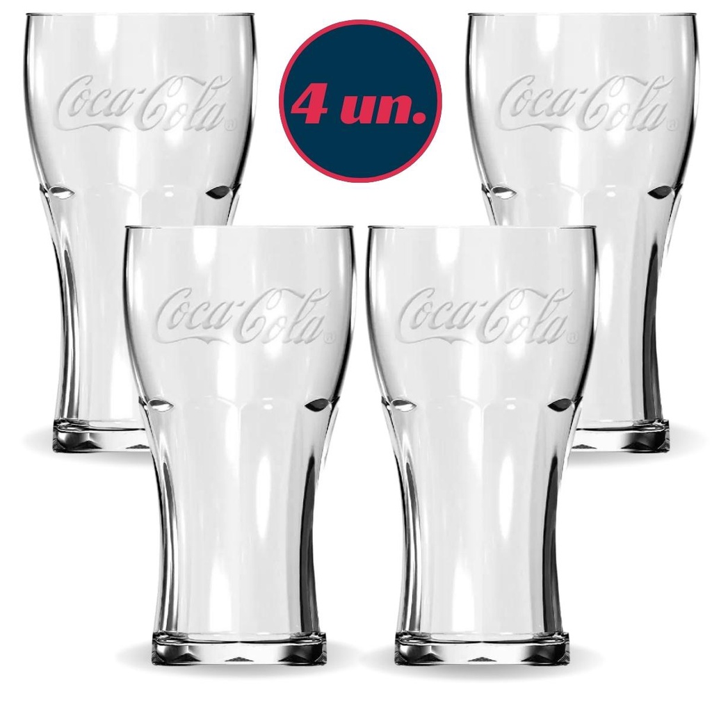 Kit 4 copos Coca-Cola Contour Cristal vidro Allmix - 470ml | Shopee Brasil
