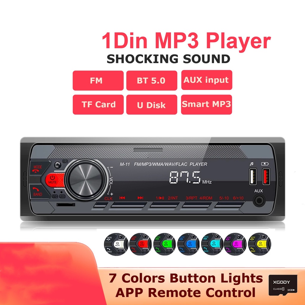 Rádio De Áudio Automotivo 1 Din MP3 Estéreo Bluetooth FM AUX Em USB ...