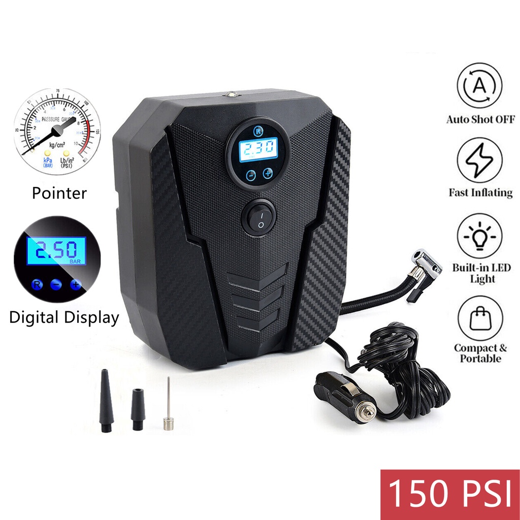 Inflador De Pneus Elétrico 150PSI Carro Bomba De Ar Compressor Portátil ...