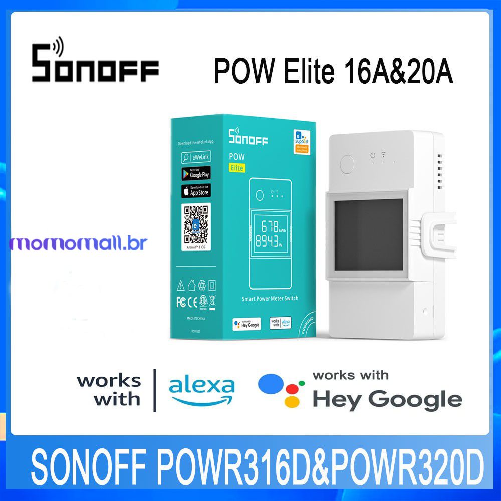 SONOFF POW Elite Interruptor Do Medidor De Energia Inteligente 16A/20A ...