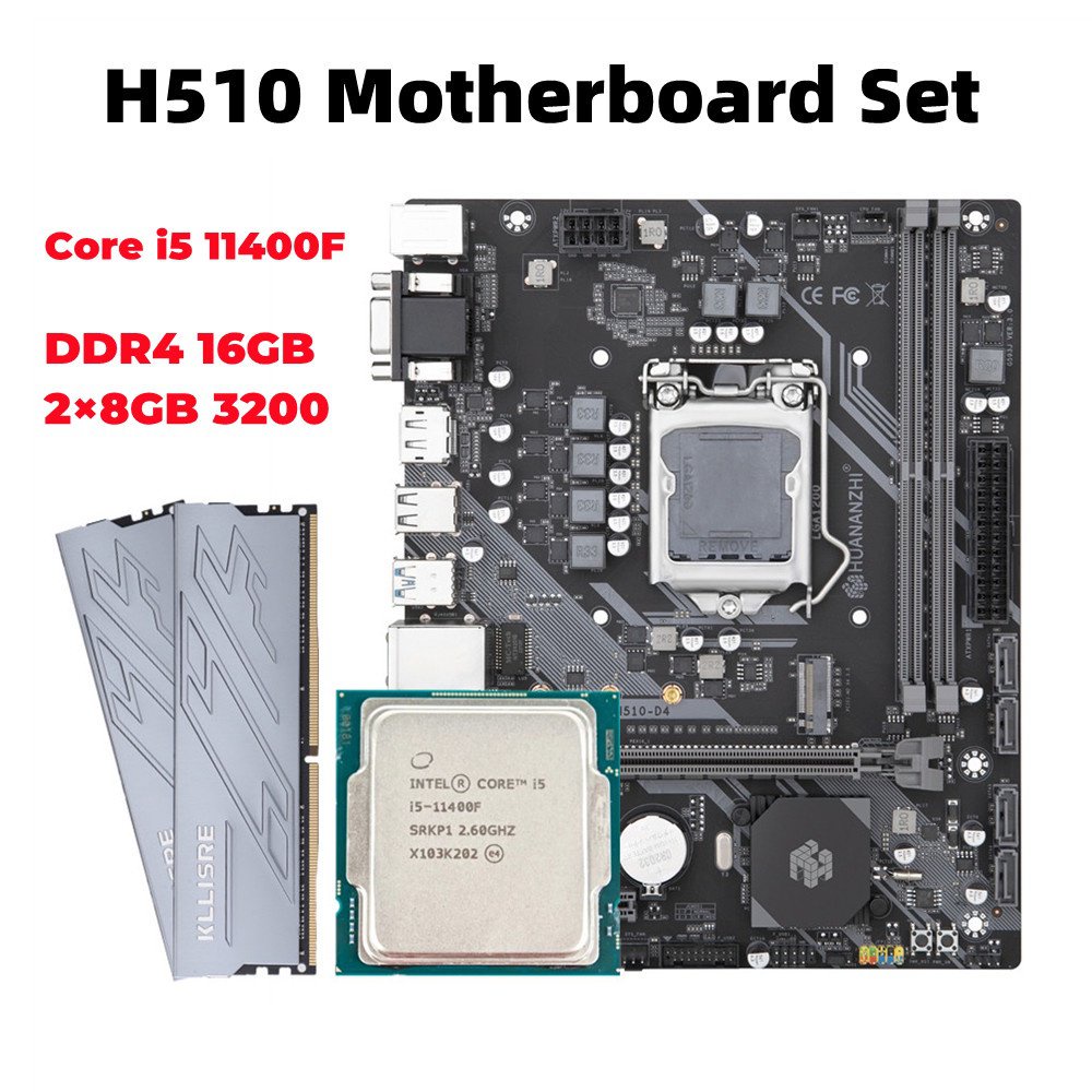 Huananzhi h510 kit intel Núcleo i5 11400f 2 * 8gb = 16 Memória ddr4 ...