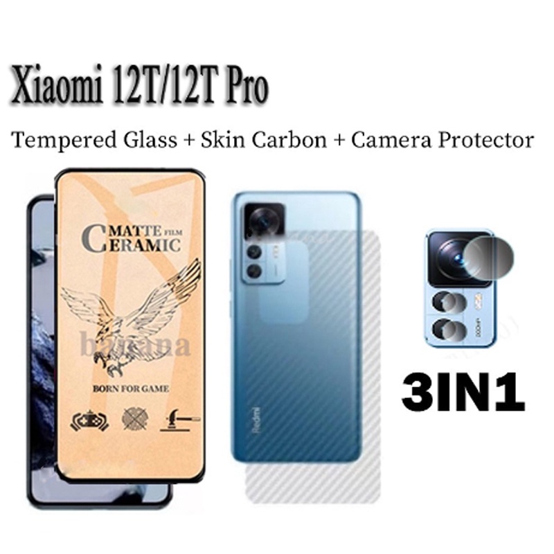 3 Em 1 Xiaomi Mi 12T Mi12T Pro Matte Tela De Cobertura Completa Vidro Temperado Cerâmico Para ...