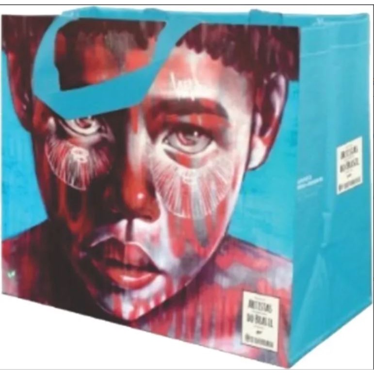 Sacola de rafia ecobag ca pra la b4u Artistas do brasil 1 azul | Shopee ...