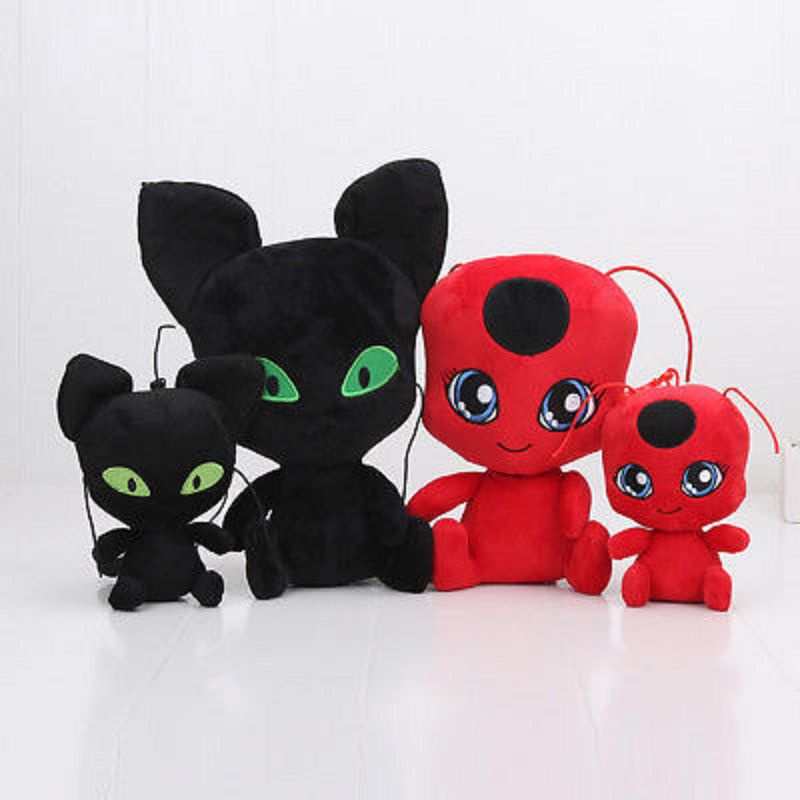 Kawaii Miraculous Ladybug Kwami Plagg Tikki Adrien Soft Plush Toy Doll ...