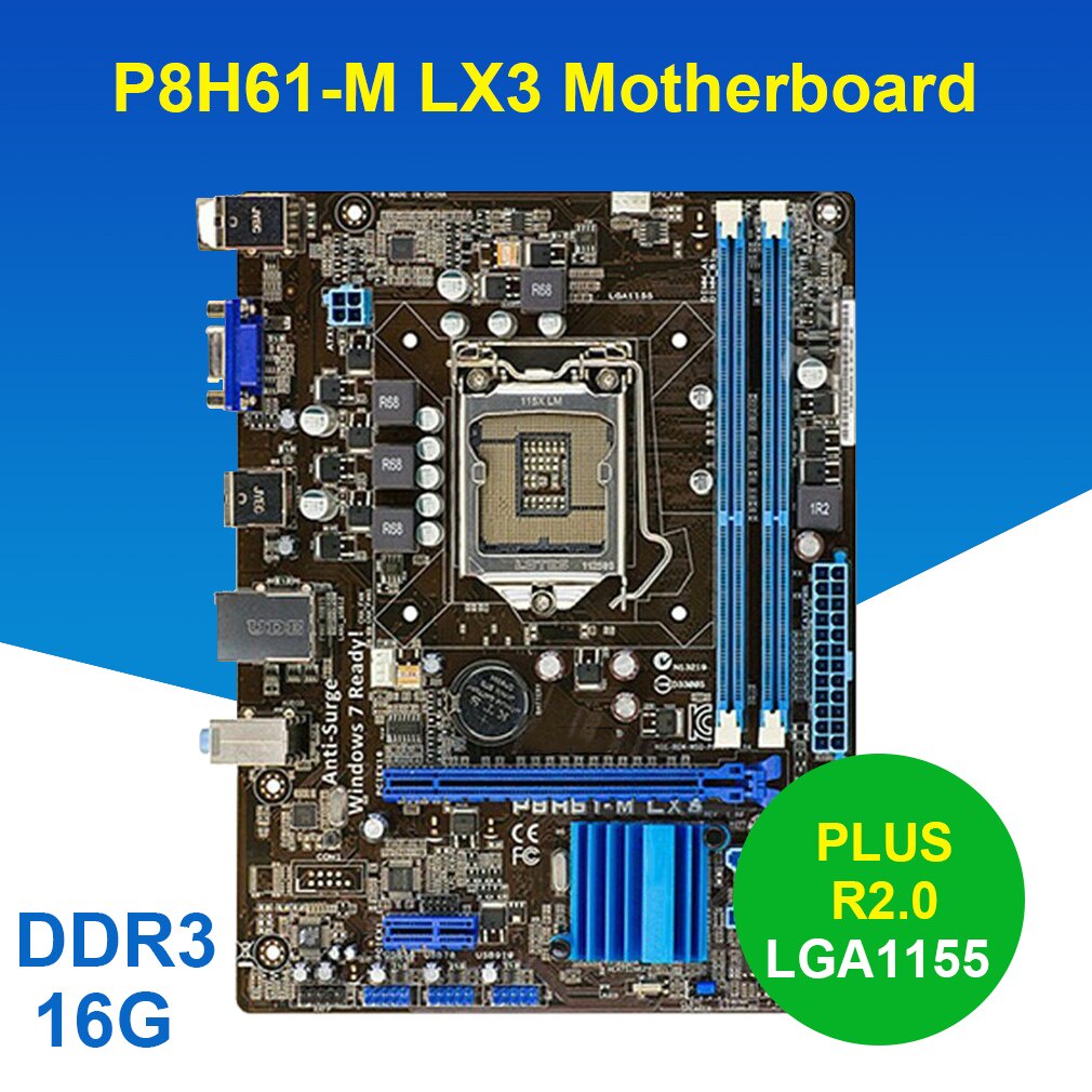 Placa Mae Asus P8h61m Lx3 R2.0 1155 Intel Core I3 I5 I7 Full - Desconto ...