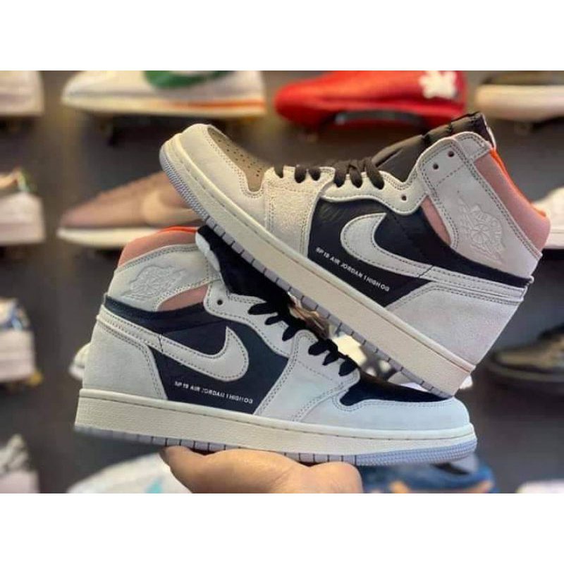 Air Jordan 1 Retro Alto OG Cinza Neutra/Hyper Crimson (Alta Qualidade ...
