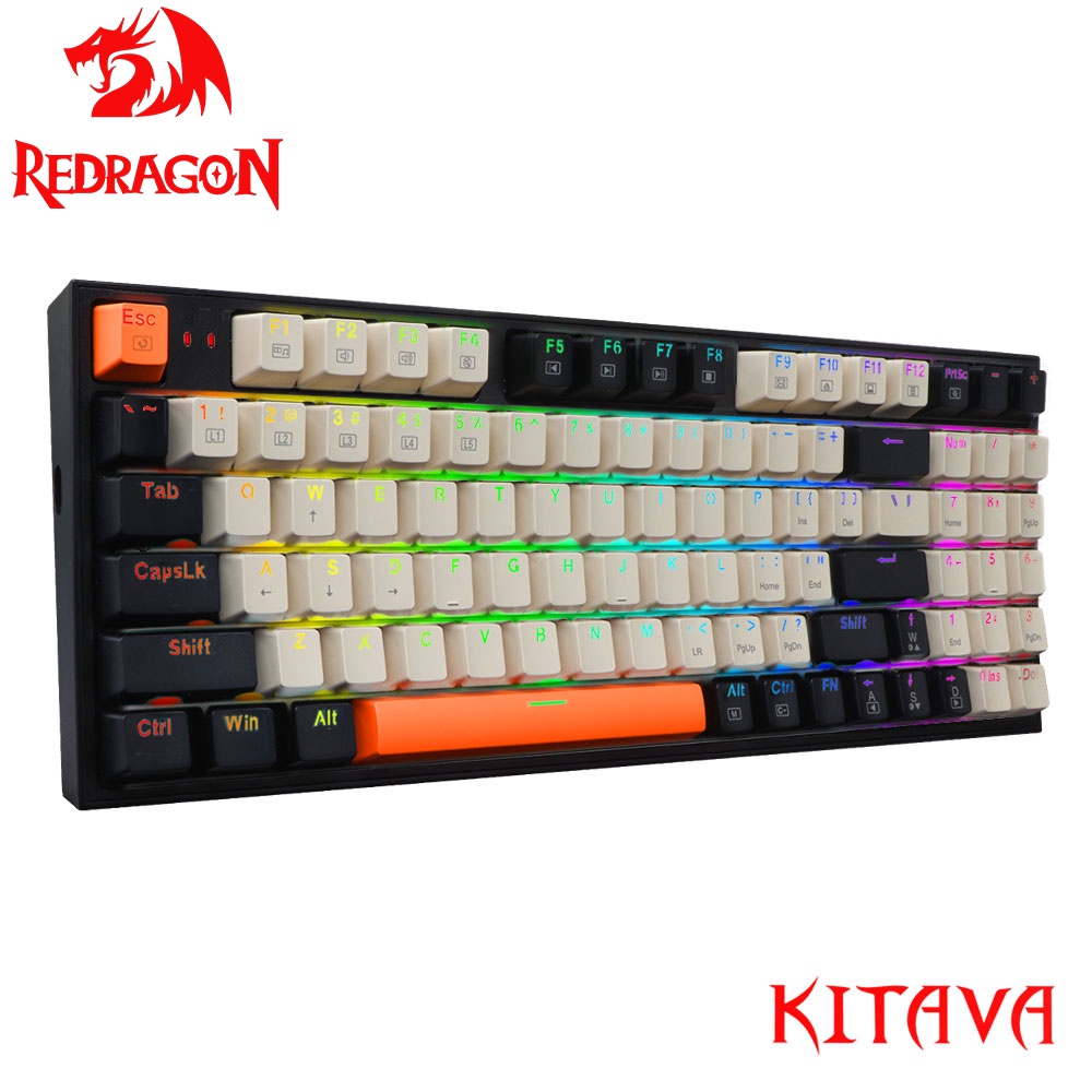 REDRAGON Kitava K636 RGB USB Jogo Mecânico Com Fio Teclado Vermelho Interruptor 94 Teclas Gamer ...