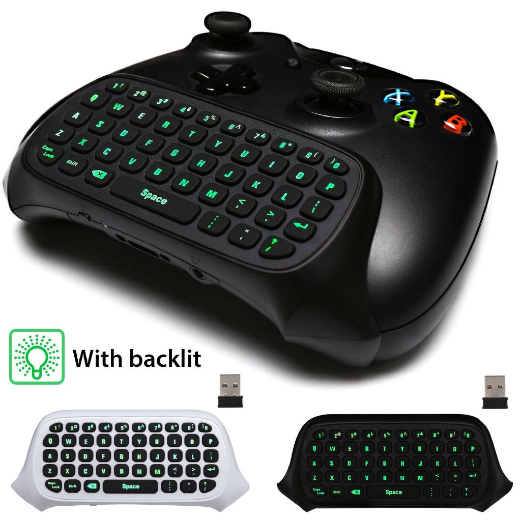Teclado MoKo Mini Luz De Fundo Verde Para Xbox One/S/Elite Controlador Receptor 2.4G Sem Fio ...