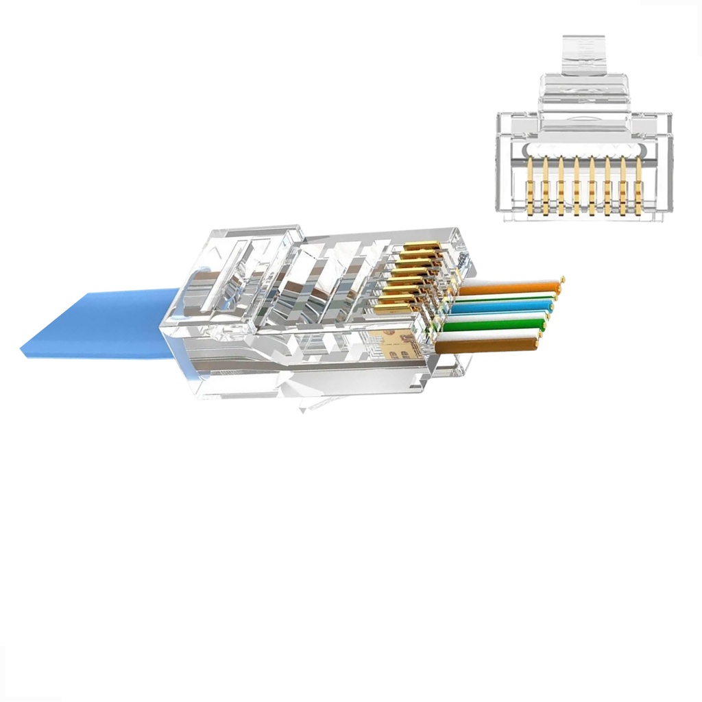 Kit 100 Conectores Plug Vazado Rj45 Cat6 Cabo Rede Internet - Escorrega ...