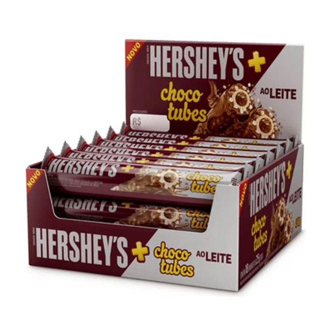 Hershey's | Chocotubes sabor ao leite Display com 18 unidades de 20g | Shopee Brasil