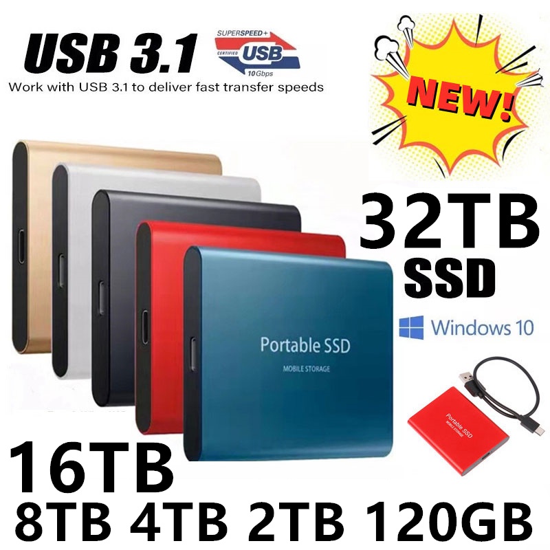 Disco Rígido HD Externo 32TB 16TB 8TB 4TB 4TB Armazenamento De SSD USB3.1 Transferência De ...