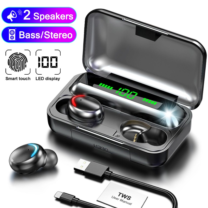 F9 Tws Fone De Ouvido Sem Fio Estéreo 5 0 Bluetooth Intra Auricular À