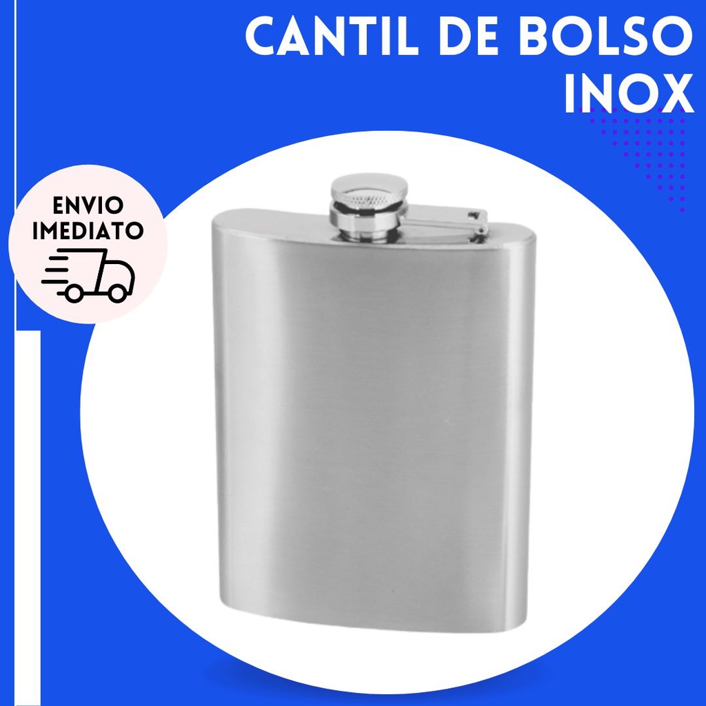 Cantil de Bolso Aço Inox 230ml Compacto Whisky Vodka Tequila Gin Agua ...