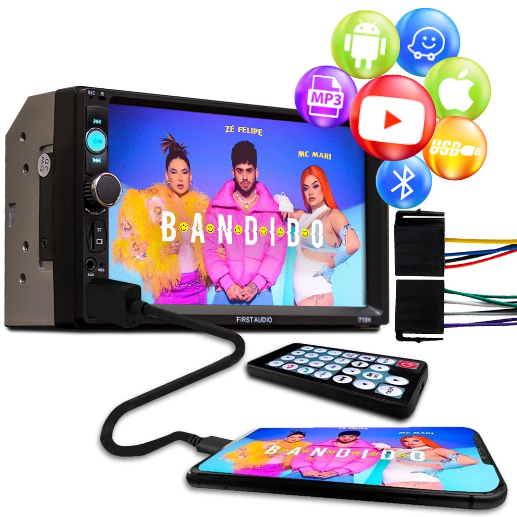 Dvd Automotivo 2 Din Central Multimidia Mp5 Bluetooth Usb Sd Tela 7 Hd Espelhamento | Shopee Brasil