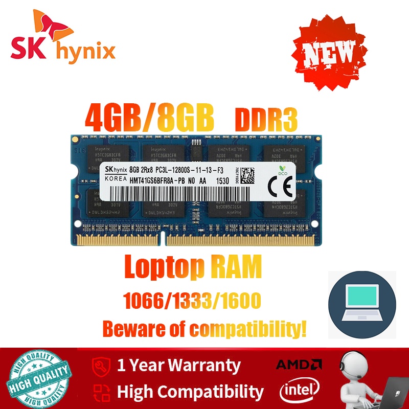 Envio Rápido 】 SK hynix 4GB/8GB DDR3/DDR3L Memória RAM SODIMM 1066/133/1600MHz 204Pin 1.35V/1.5V ...