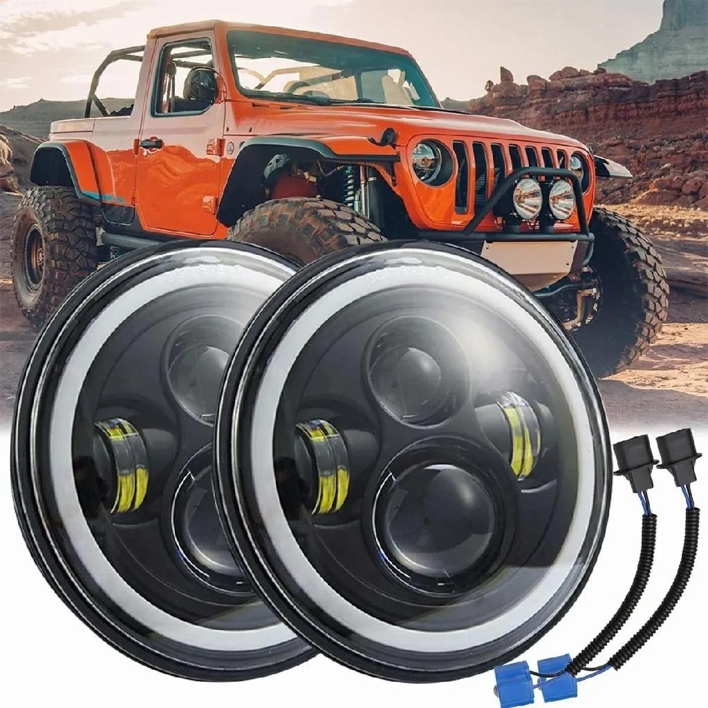 2 Farol Angel Eyes Defender Led Jeep Troller Fusca Kombi | Shopee Brasil