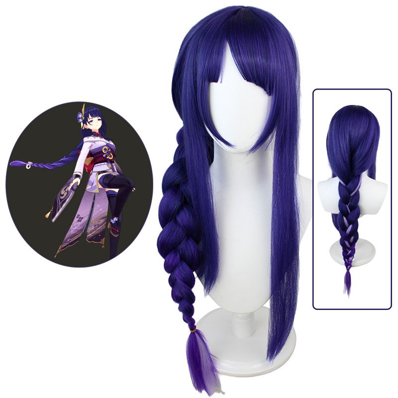 Adult Genshin Impact Raiden Shogun Cosplay Cos Wig Coser Game Synthetic ...