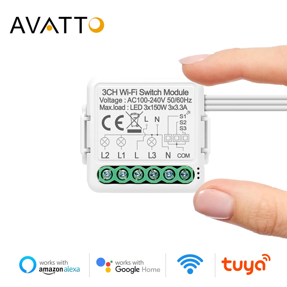 AVATTO Mini Interruptor Wifi Inteligente DIY , 1/2/3/4 gang 2 Way ...