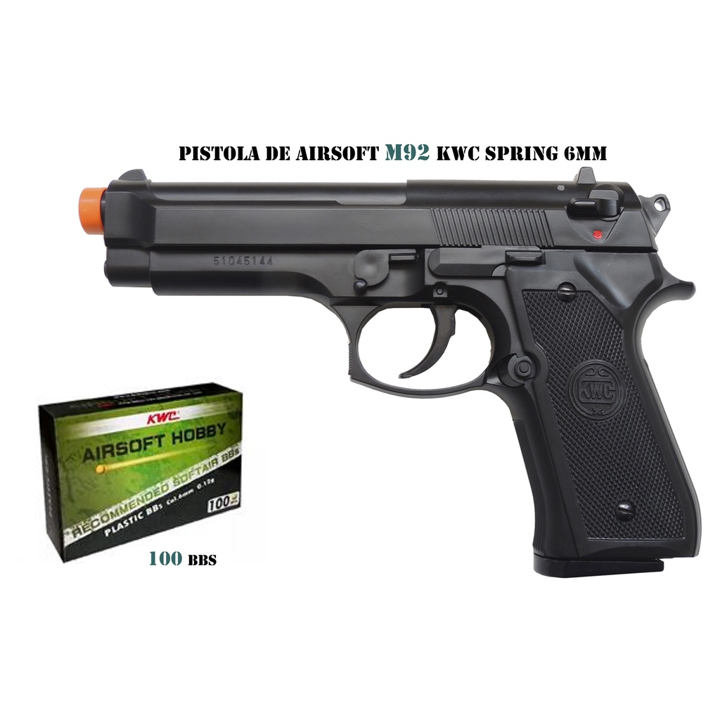 Pistola de Airsoft Beretta M92 KWC Spring 6mm Rossi - Escorrega o Preço