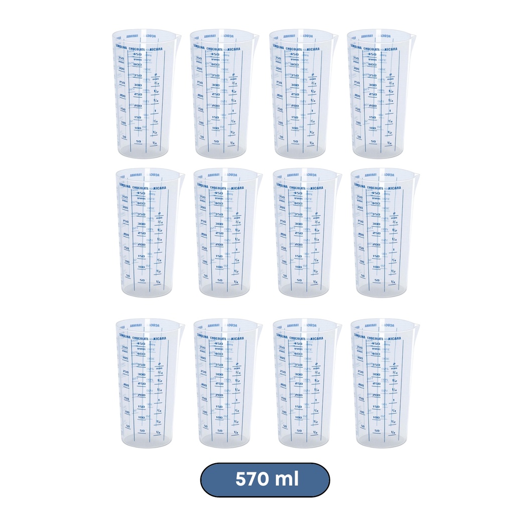 Copo Medidor 570ml Polipropileno Transparente Resistente - 12 unidades | Shopee Brasil