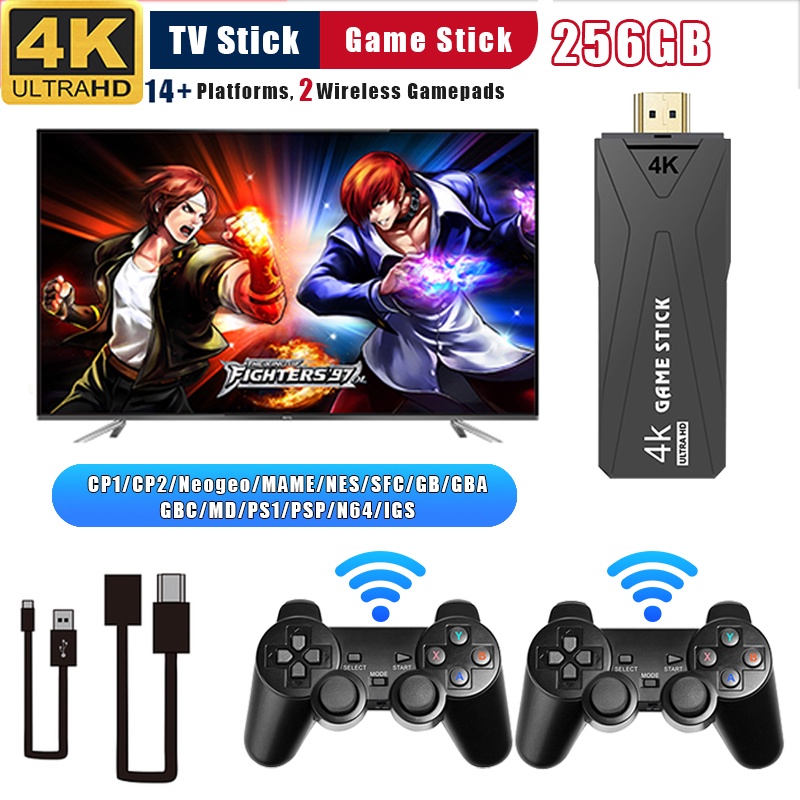 2022 Nova 4K HD Console de videogame GT65 Game Stick 256GB 2.4G ...
