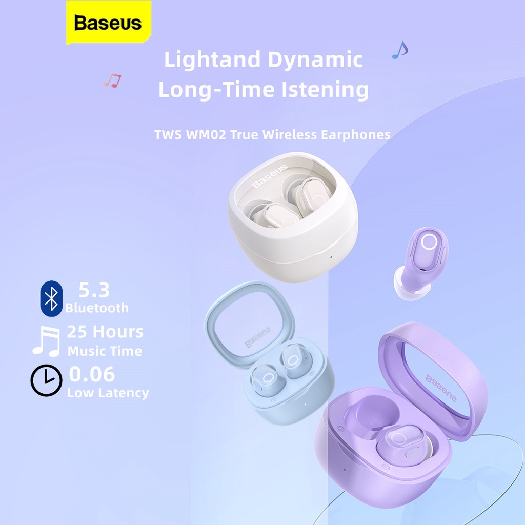 Baseus WM02 Mini TWS Fones De Ouvido Sem Fio Bluetooth 5.3 0.06 ...