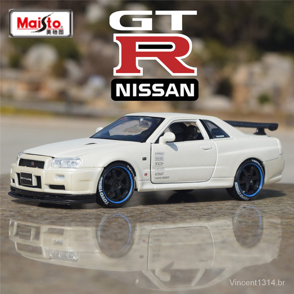 Maisto 1 : 24 Nissan Skyline GTR R34 Alloy Sports Carro Modelo Diecast Metal Toy Racing De ...